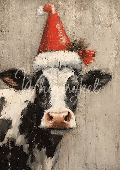 Christmas Cow Reverse | Tissue or Rice Decoupage Paper